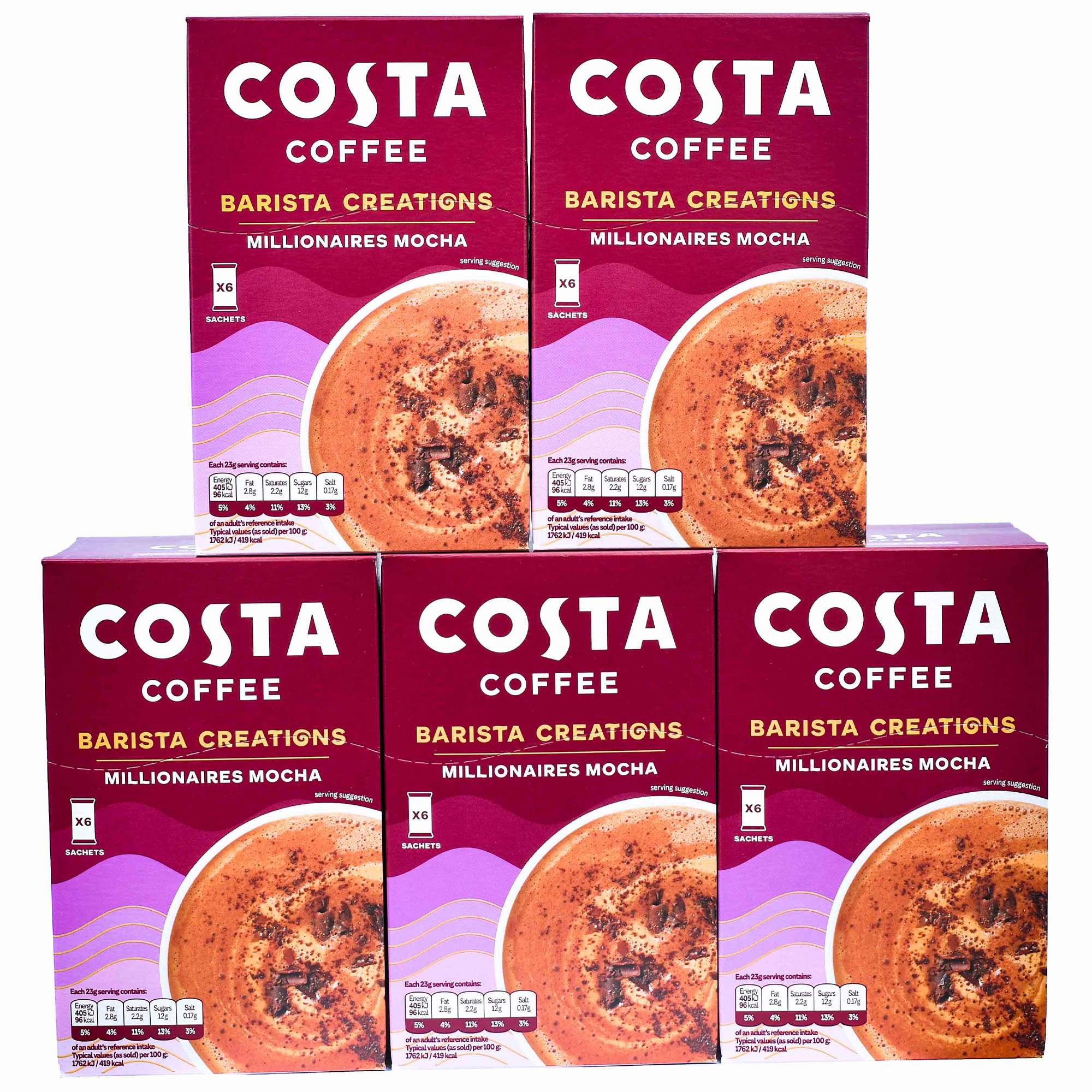 Costa Millionaire Mocha Coffee Sachets - 5 x Pack of 6 (6x17g) - Coffee ...