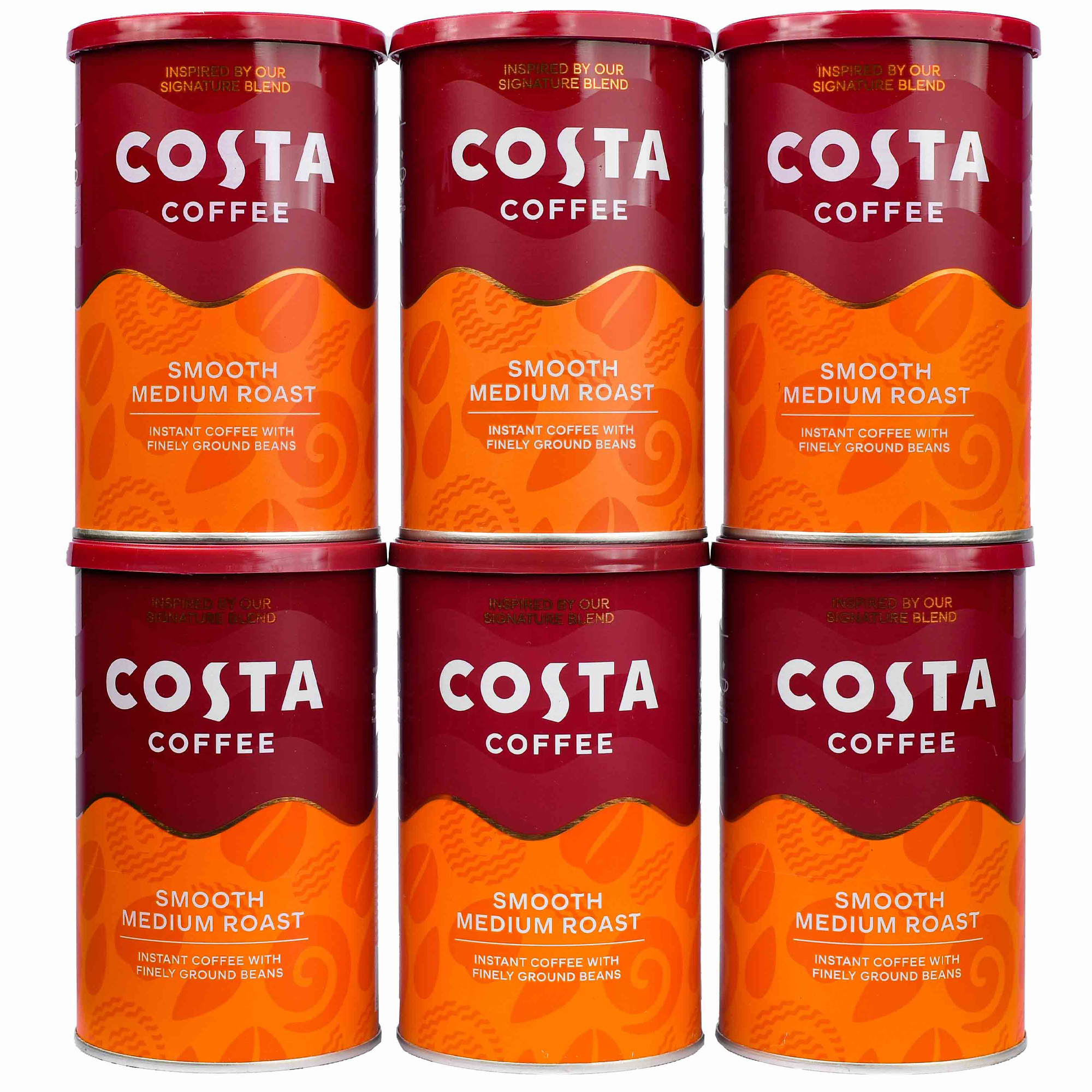 Premium Costa Coffee Instant Coffee - Smooth Medium Roast, 6 x 100g ...
