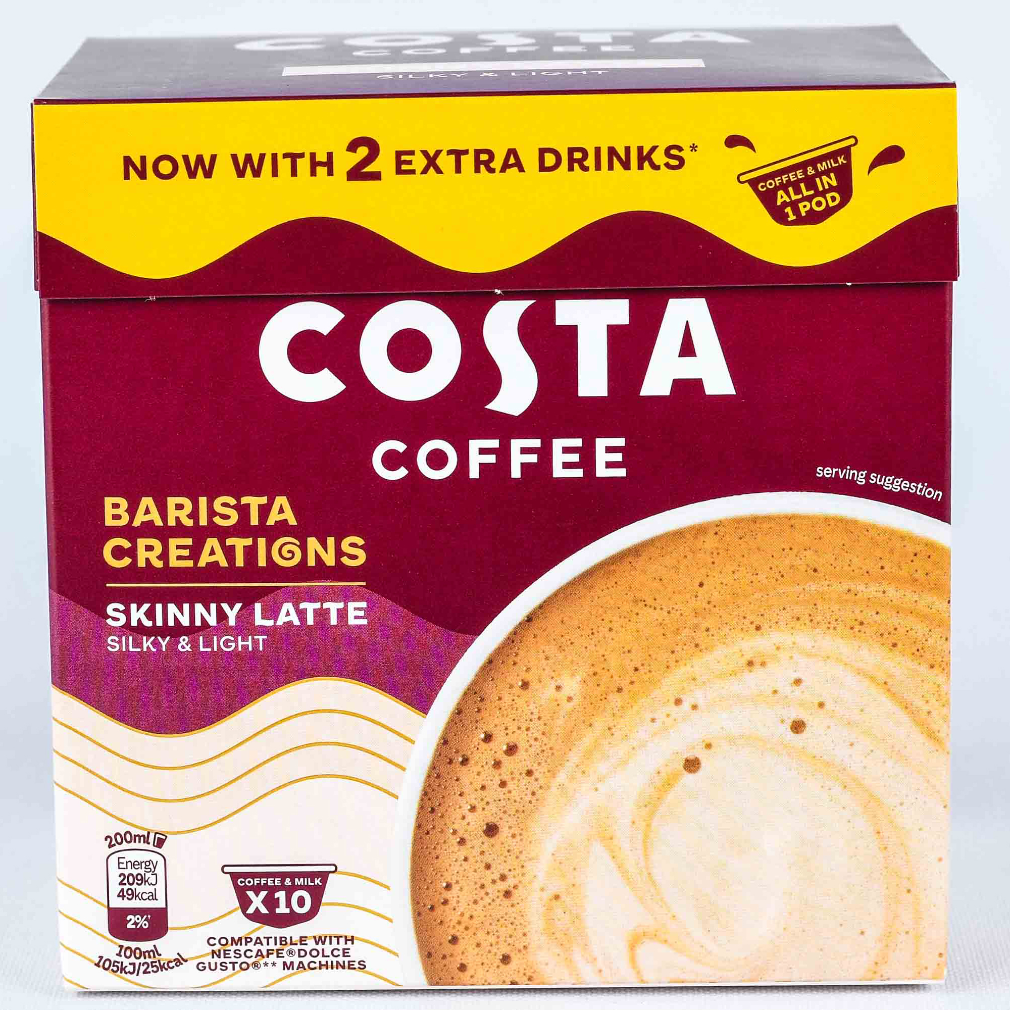 Costa Coffee Skinny latte Pods, Dolce Gusto compatible (4 x Pack of 10 ...