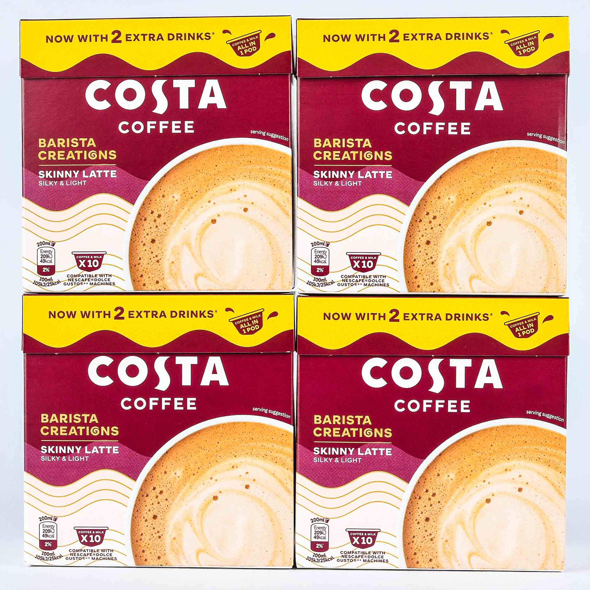 Costa Coffee Skinny latte Pods, Dolce Gusto compatible (4 x Pack of 10 ...