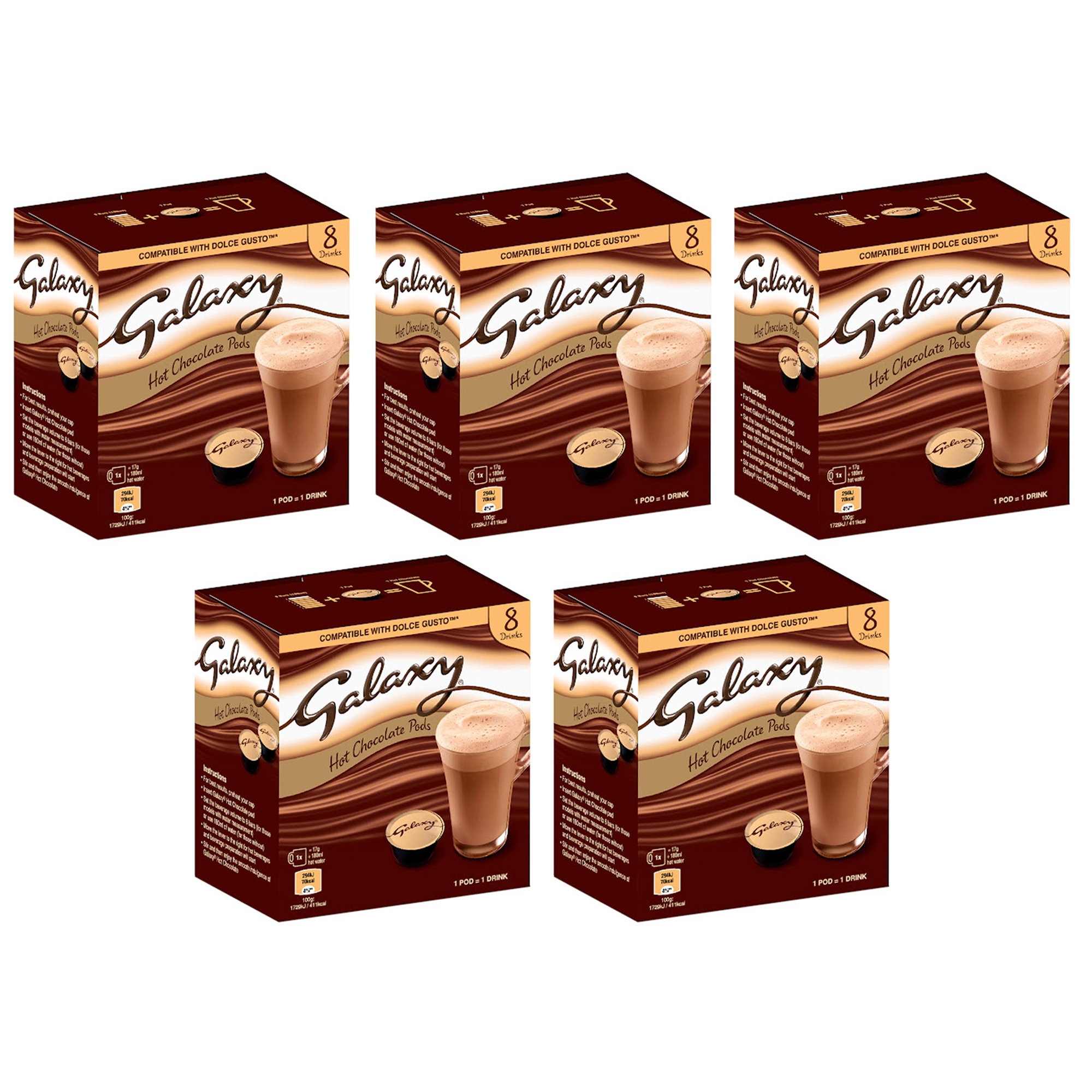 Galaxy hot chocolate Pods - (5 x 8 x 17g) - Coffee Emporium